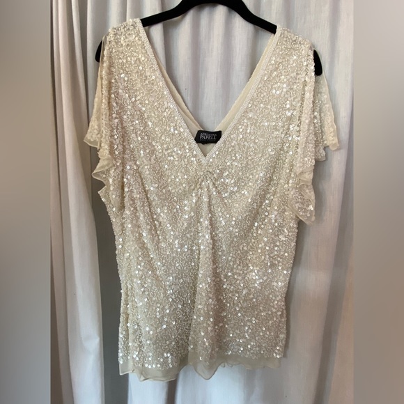 Adrianna Papell | Tops | Adrianna Papell Boutique Beaded Sequined ...